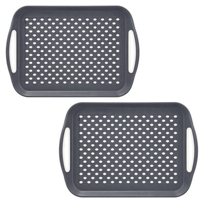 Taylor & Brown Set of 2 Anti Slip Plastic Serving Trays, High Grip ...