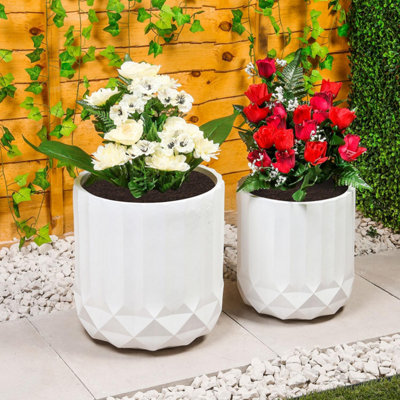 Taylor & Brown Set of 2 Large Round Plant Pots 31/26cm, Modern MgO ...