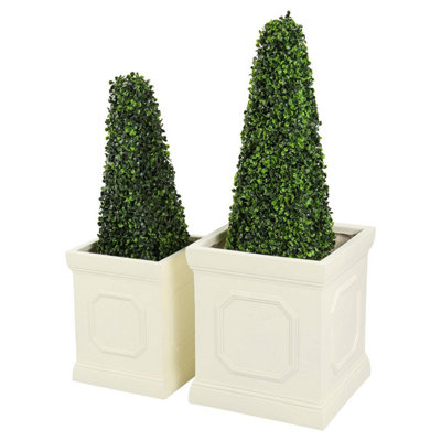 Taylor & Brown Set of 2 Large Square Tall Plant Pots 36/28cm MgO Modern ...