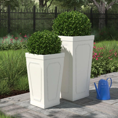 Taylor & Brown Set of 2 Large Tall Square Plant Pots 36/28cm MgO Modern ...
