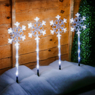 Taylor & Brown Snowflake Pathway Lights Set of 4, 40 LED Christmas Tree ...