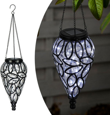 Taylor & Brown Solar Hanging Lantern, Handblown Teardrop Design with 15 ...