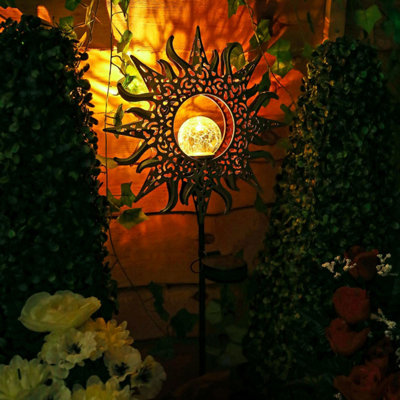 Taylor & Brown Solar Lights Outdoor Sun Lantern, Crackle Glass Globe ...