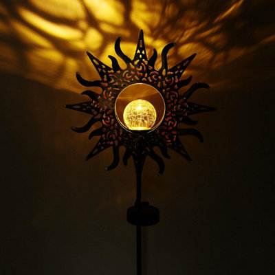 Taylor & Brown Solar Lights Outdoor Sun Lantern, Crackle Glass Globe ...