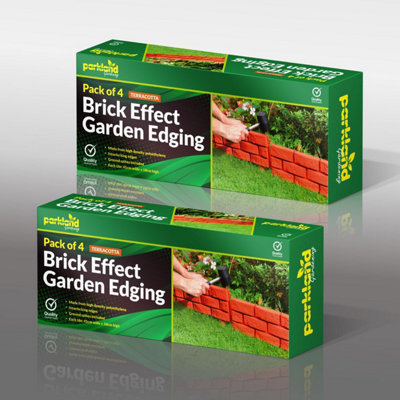 Taylor & Brown Terracotta Brick Effect Plastic Garden Border Edging ...