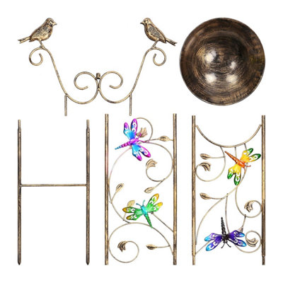 Taylor & Brown Vintage Bird Bath Bowl with Garden Trellis, Freestanding ...