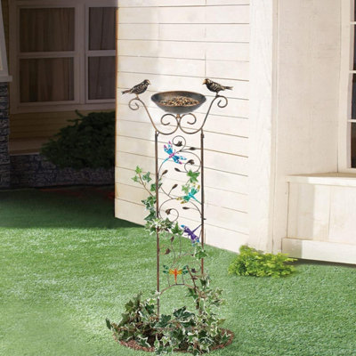 Taylor & Brown Vintage Bird Bath Bowl with Garden Trellis, Freestanding ...