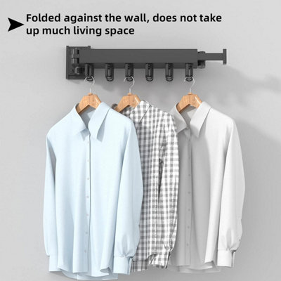 Taylor & Brown Wall-Mounted Retractable Clothes Drying Rack with Hooks ...