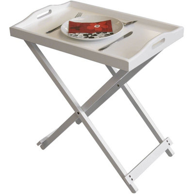 Taylor & Brown White Wooden Folding Butler Tray Table Portable ...