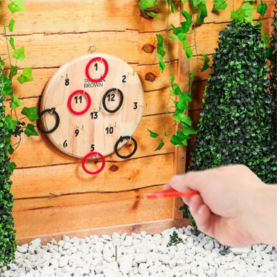 Taylor & Brown Wooden Hoopla Ring Toss GameHanging Hook Target Board ...