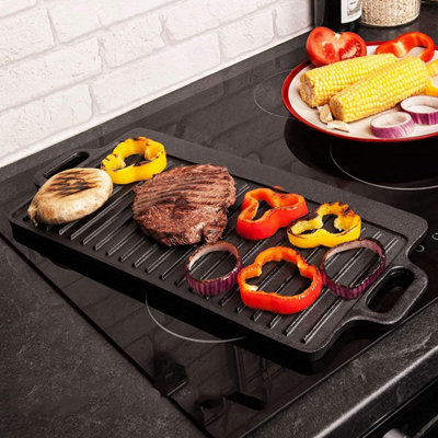 Taylor & Brown X-Large Non-Stick Cast Iron Griddle Plate - Double-Sided ...