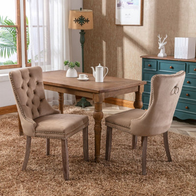 Taylor Pair of Lux Velvet Kitchen Dining Chairs with Pull Knocker Back
