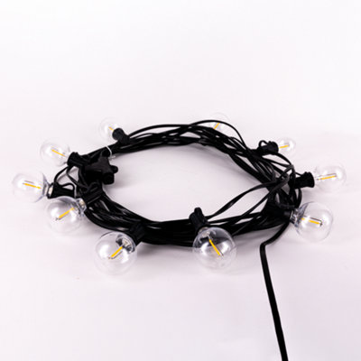 TCP LED Festoon Lights, 10M Clear Filament Globe, Warm White, Mains ...