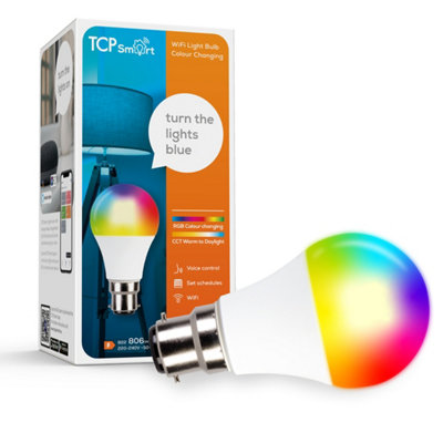 TCP Smart WiFi LED Classic 806lm B22 Bulb with Adjustable RGB and CCT ...