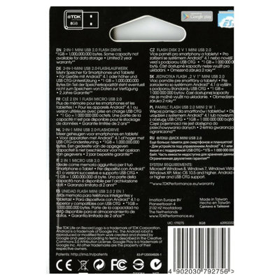 TDK 938472 - Memory 2 in 1 of 8 GB (mini USB to USB 2.0)