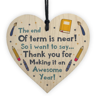 Teacher Gift Poem Hanging Heart Thank You Teacher Assistant Gift ...