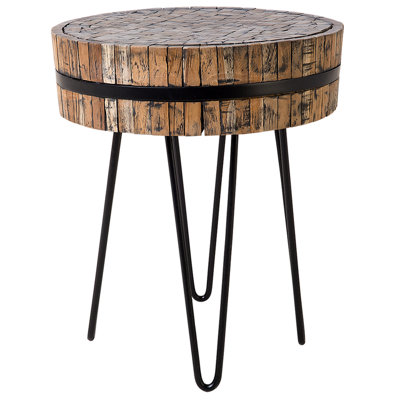 Teak Side Table Light Wood and Black TAKU | DIY at B&Q