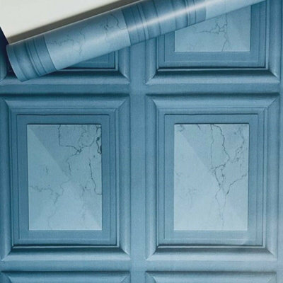 Teal Blue Metallic Marble 3D Effect Panelling Panel Realistic Marble ...