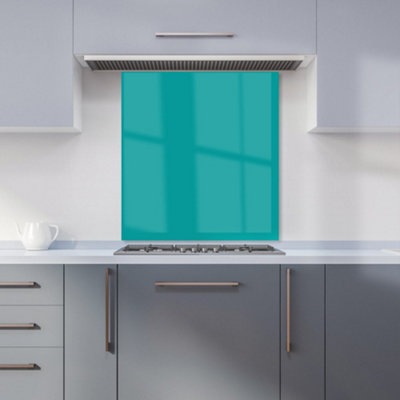 Teal Blue Premium Glass Kitchen Splashback W900mm x H750mm