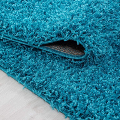 Teal Blue Shaggy Area Rug Elegant and Fade-Resistant Carpet Runner ...