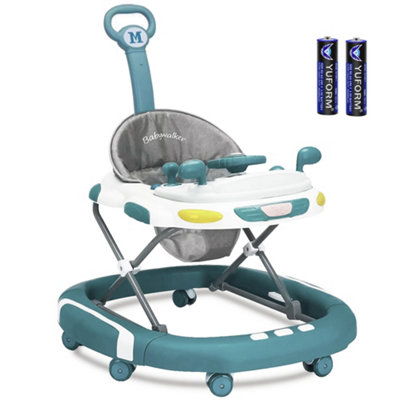 Teal & Grey 2-in-1 Convertible Baby Walker & Rocker with Music ...