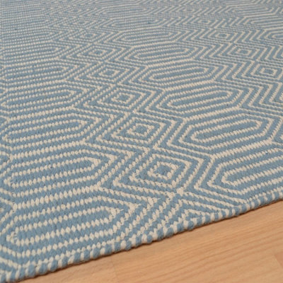 Teal Handmade Modern Wool Easy to Clean Geometric Rug For Dining Room ...