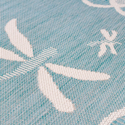 Teal Outdoor Rug, Animal Bordered Stain-Resistant Rug For Patio Garden ...