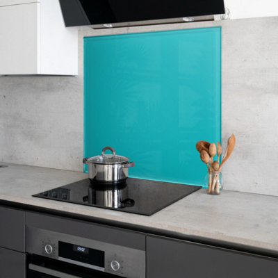 Teal Toughened Glass Kitchen Splashback - 900mm x 850mm