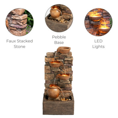 Teamson Home 72.3 cm Outdoor 4-Tier Stacked Stone Cascading Water ...