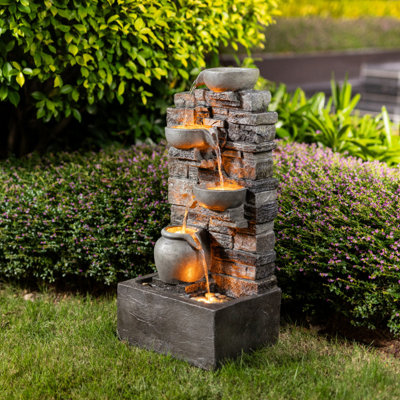 Teamson Home 72.3 cm Outdoor 4-Tier Stacked Stone Cascading Water ...