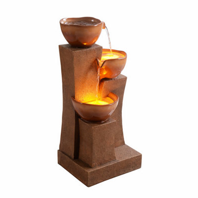 Teamson Home Garden Outdoor Water Feature, 3 Tier Cascading Bowl Design ...