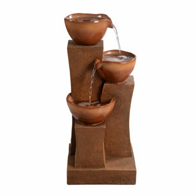 Teamson Home Garden Outdoor Water Feature, 3 Tier Cascading Bowl Design ...
