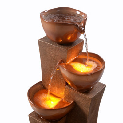 Teamson Home Garden Outdoor Water Feature, 3 Tier Cascading Bowl Design ...