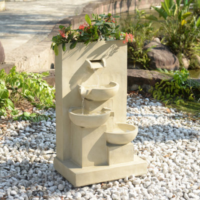 Teamson Home Garden Outdoor Water Feature, 3 Tier Cascading Bowl Design ...
