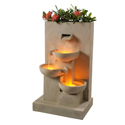 Teamson Home Garden Outdoor Water Feature, 3 Tier Cascading Bowl Design ...