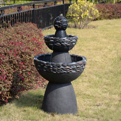 Teamson Home Garden Outdoor Water Feature, 3-Tier Pedestal Water ...