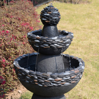 Teamson Home Garden Outdoor Water Feature, 3-Tier Pedestal Water ...