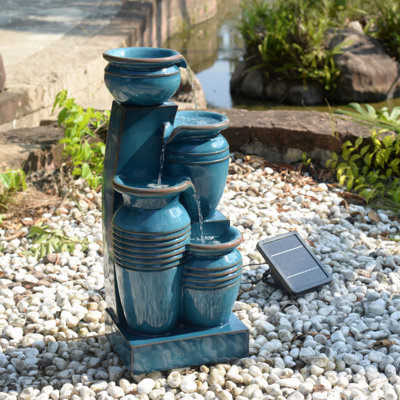 Teamson Home Garden Outdoor Water Feature, 4 Tier Cascading Bowl Design ...