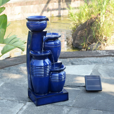 TEAMSON HOME GARDEN OUTDOOR WATER FEATURE, 4 TIER CASCADING BOWL DESIGN ...