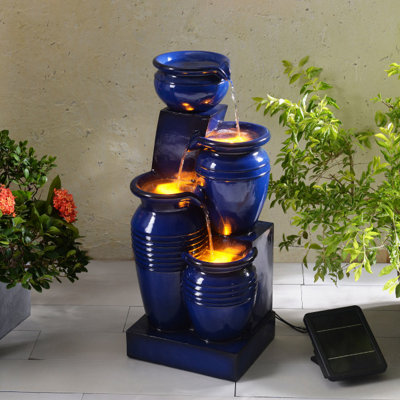 TEAMSON HOME GARDEN OUTDOOR WATER FEATURE, 4 TIER CASCADING BOWL DESIGN ...