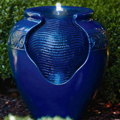 Teamson Home Garden Outdoor Water Feature, Floor Water Fountain, Glazed ...