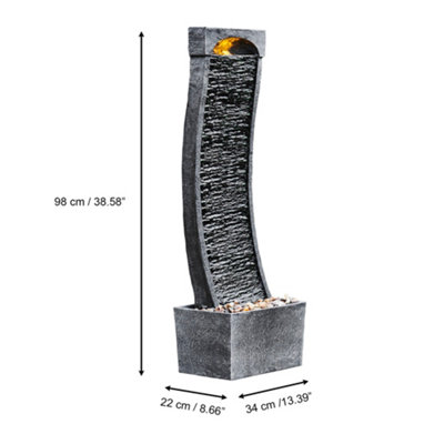 Teamson Home Garden Outdoor Water Feature, Large Curved Tall Water ...