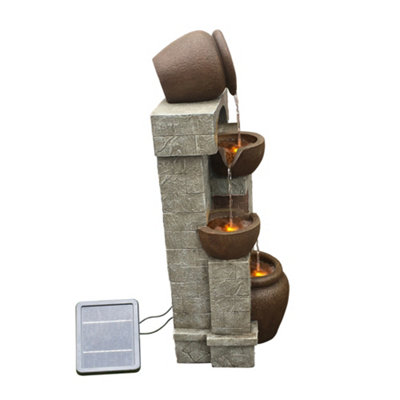 Teamson Home Garden Outdoor Water Feature, Solar Powered Water Fountain ...