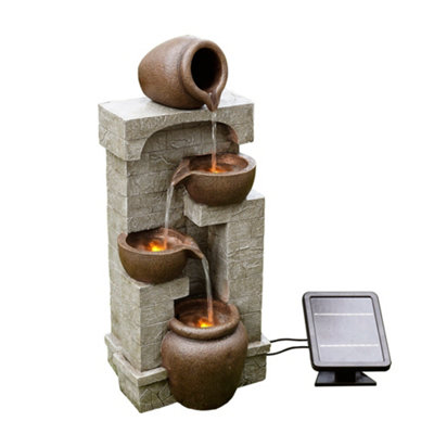 Teamson Home Garden Outdoor Water Feature, Solar Powered Water Fountain ...