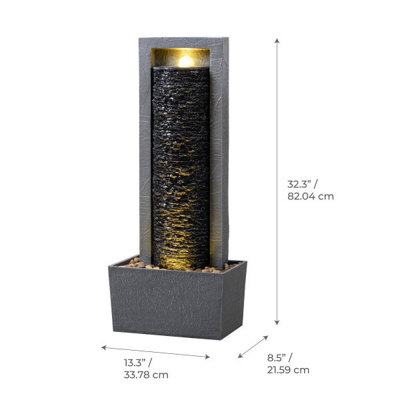 Teamson Home Garden Outdoor Water Feature, Tall Waterfall Water ...