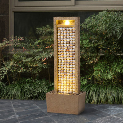 TEAMSON HOME GARDEN OUTDOOR WATER FEATURE, TALL WATERFALL WATER ...
