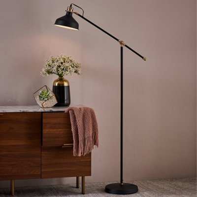 Teamson Home Modern Tall Floor Lamp with Black Shade, Adjustable ...