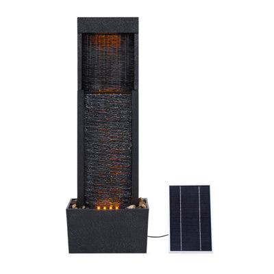 Teamson Home Outdoor Garden Solar-Powered Modern Waterfall Fountain, Black