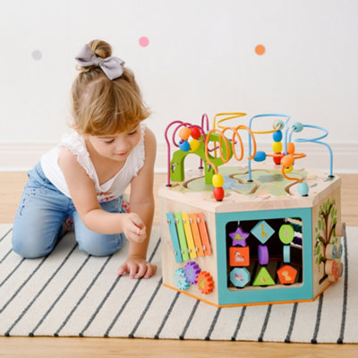 Teamson Kids Preschool Play Lab 7-in-1 Large Wooden Activity Station ...