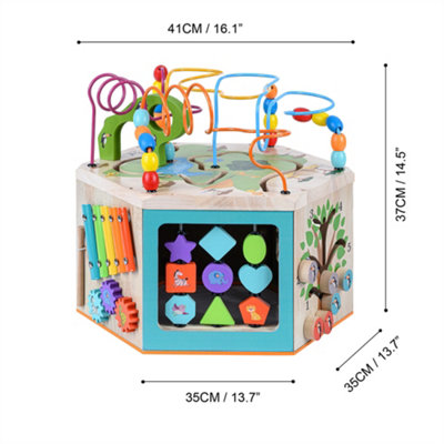 Teamson Kids Preschool Play Lab 7-in-1 Large Wooden Activity Station ...
